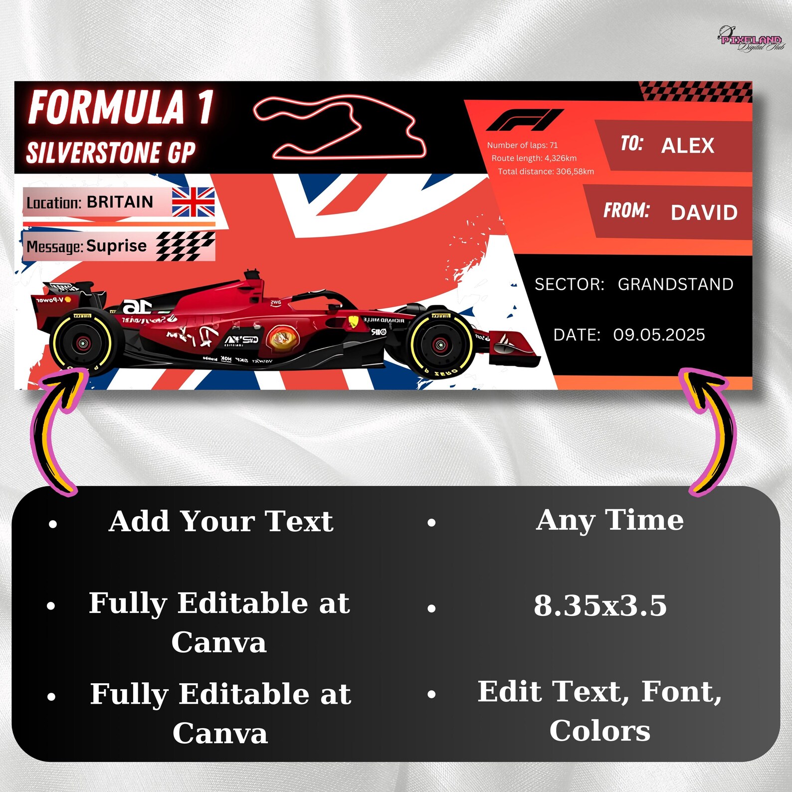 Printable Formula 1 Ticket, Formula 1 Digital Ticket, F1 Britain Qatar ...