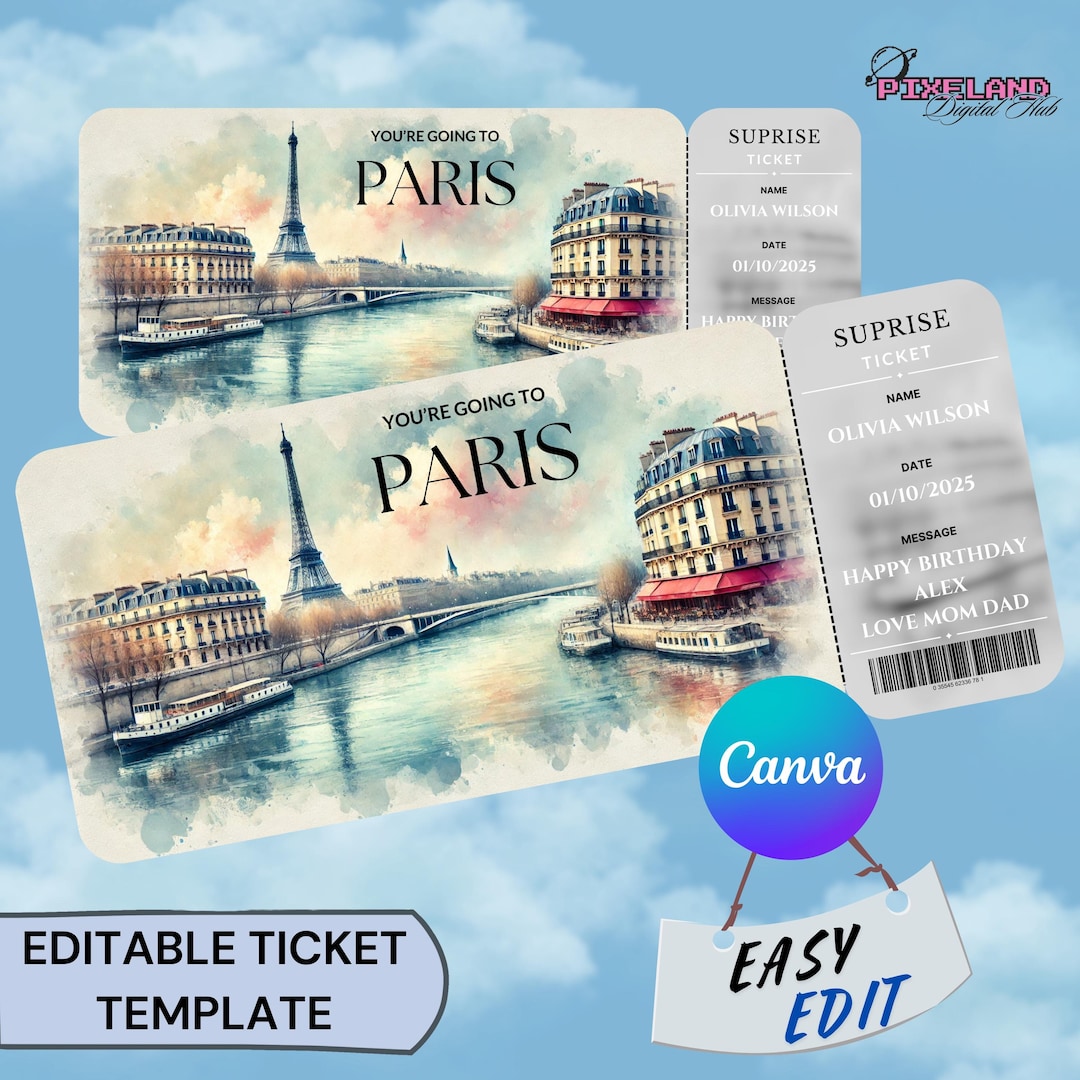 Printable Plane Ticket Template, DIY Boarding Pass, Travel Itinerary ...