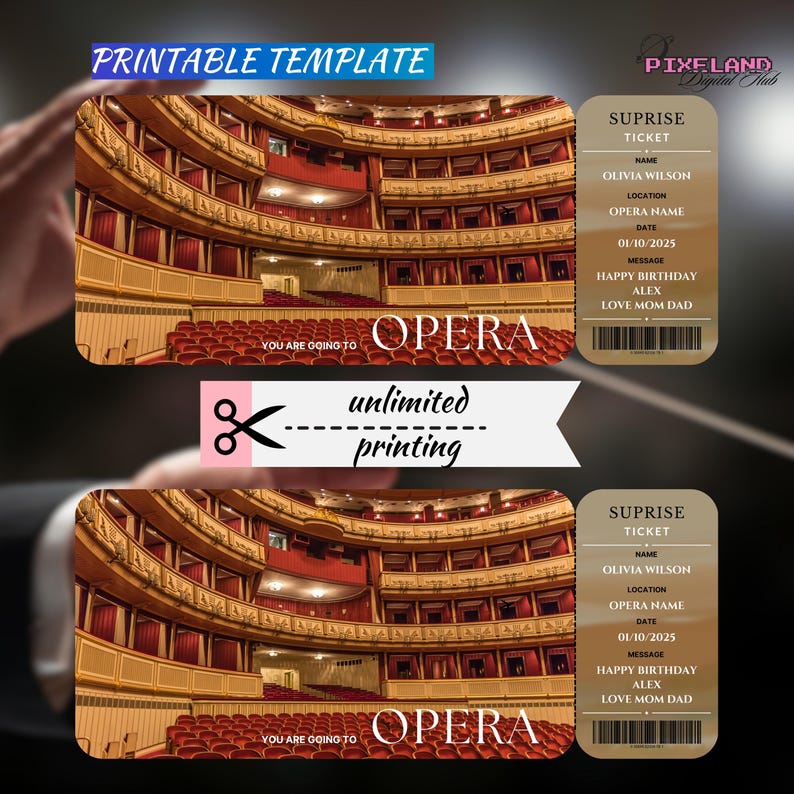 Opera Trip Ticket Template: Surprise Reveal, Custom Printable (canva ...