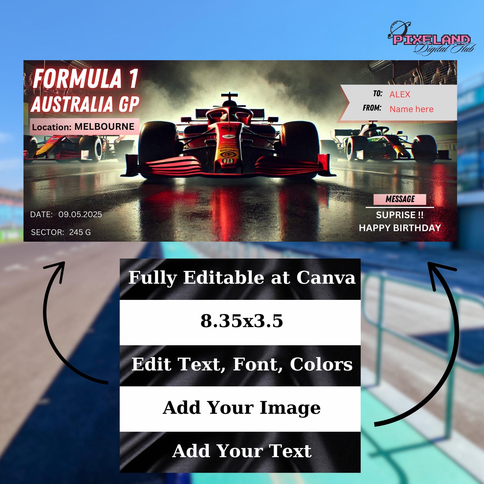 Printable Formula 1 Ticket, Formula 1 Digital Ticket,f1 Qatar Australia ...