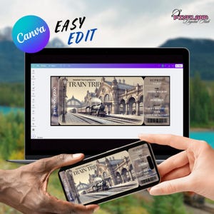 Train Trip Surprise Gift Ticket, Travel Gift, Personalized Train Trip ...
