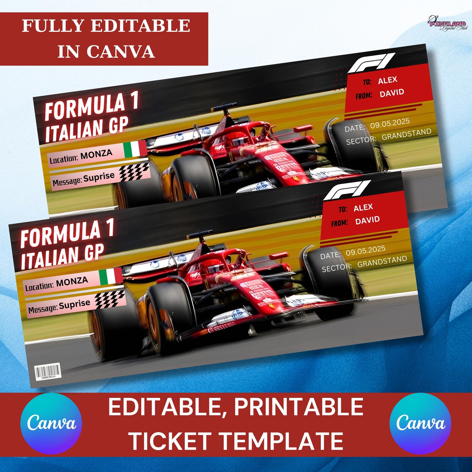 Printable Formula 1 Ticket, Formula 1 Digital Ticket, F1 Belgıan ...