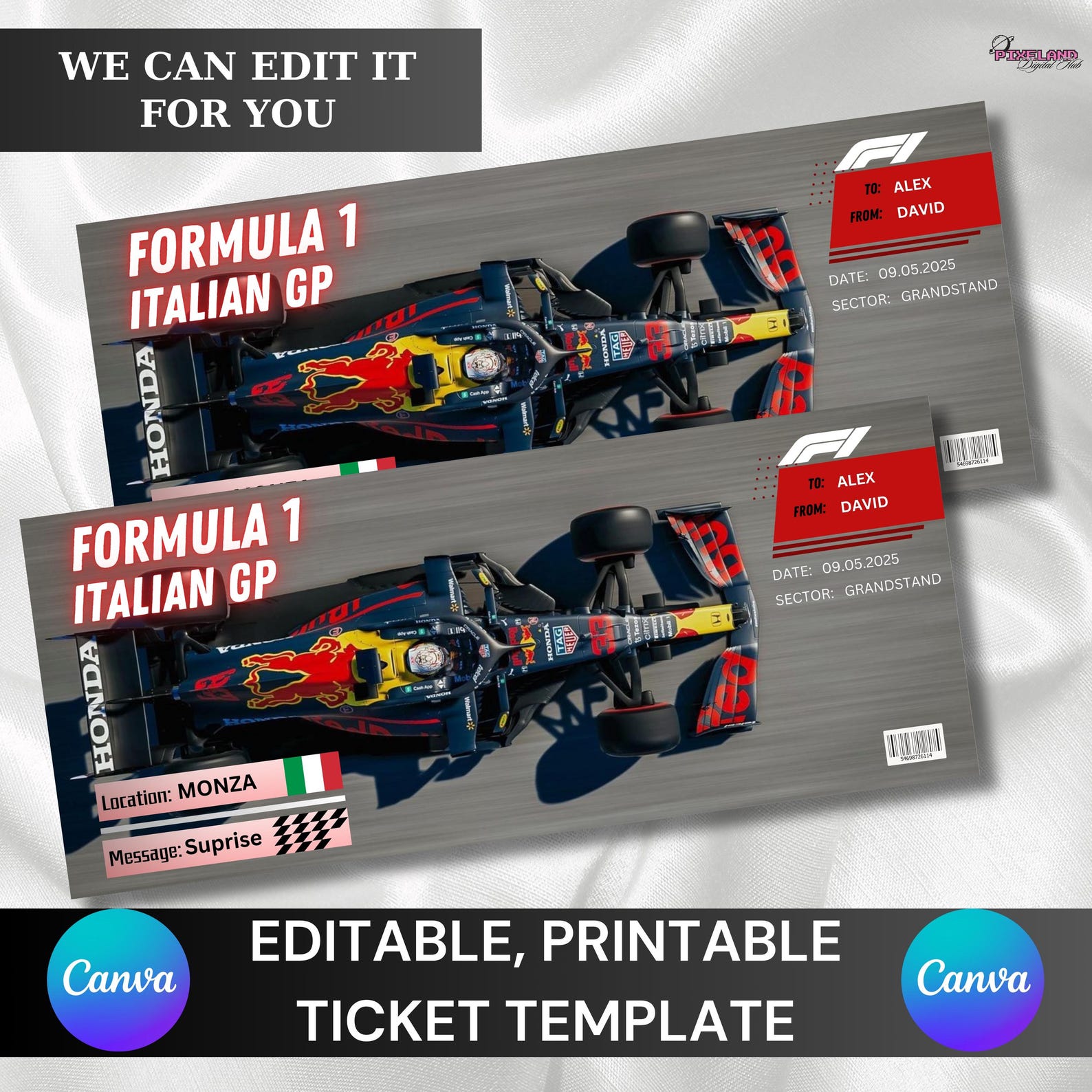 Printable Formula 1 Ticket, Formula 1 Digital Ticket, F1 Belgıan ...