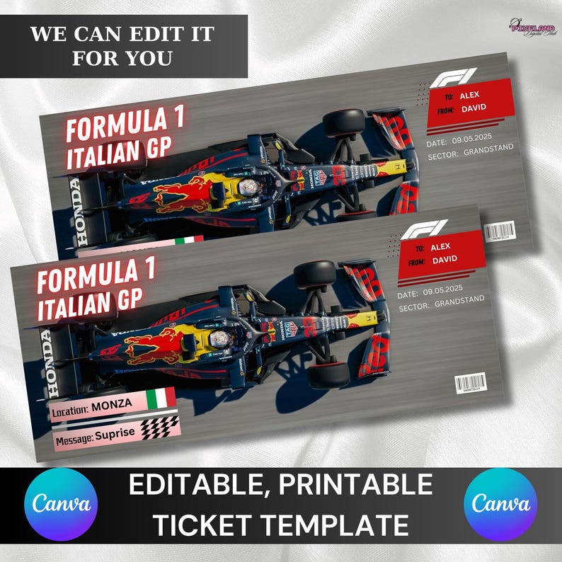 Printable Formula 1 Ticket, Formula 1 Digital Ticket, F1 Belgıan ...