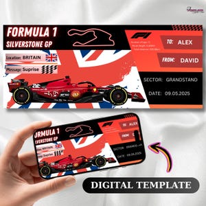 Printable Formula 1 Ticket, Formula 1 Digital Ticket, F1 Britain Qatar ...
