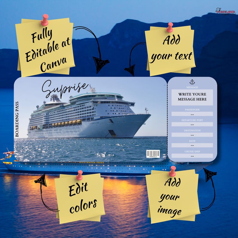 Cruise Ticket Template, Cruise Surprise Ticket, Gift Ticket, Cruise ...