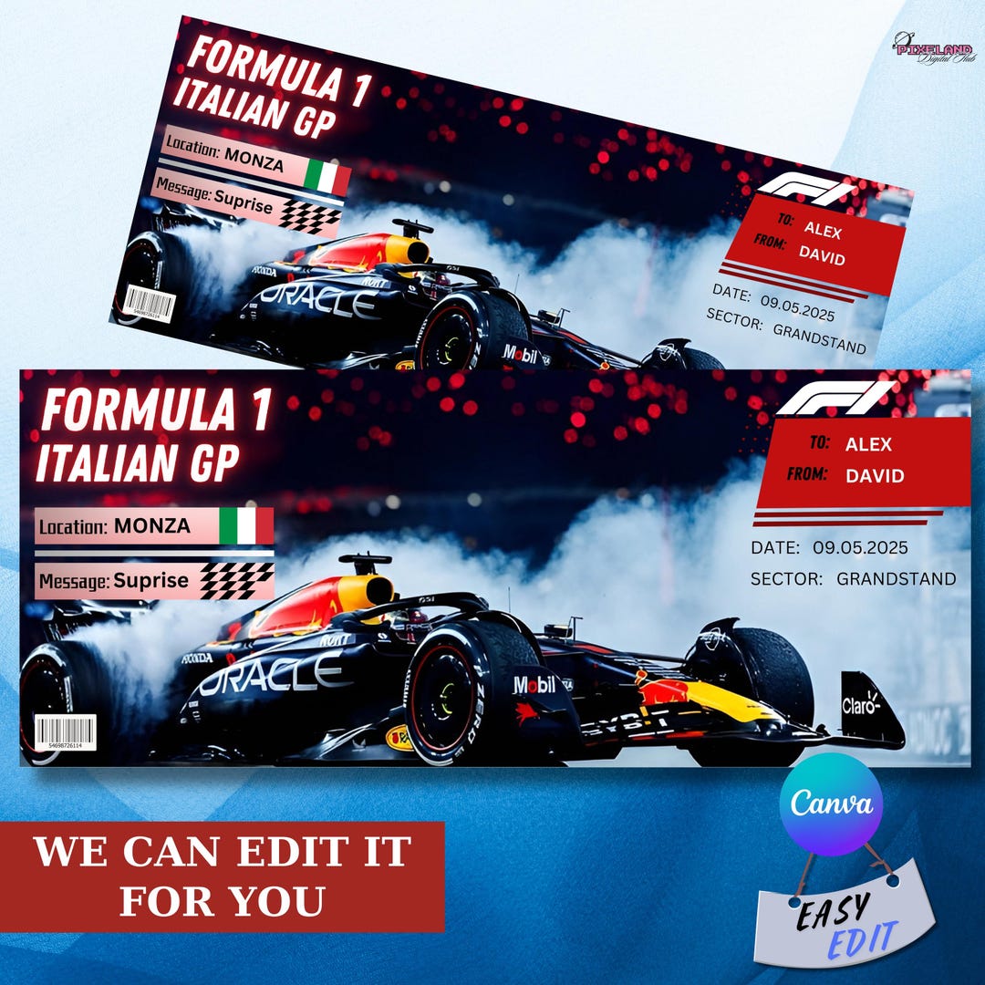Printable Formula 1 Ticket, Formula 1 Digital Ticket, F1 Qatar Italian ...