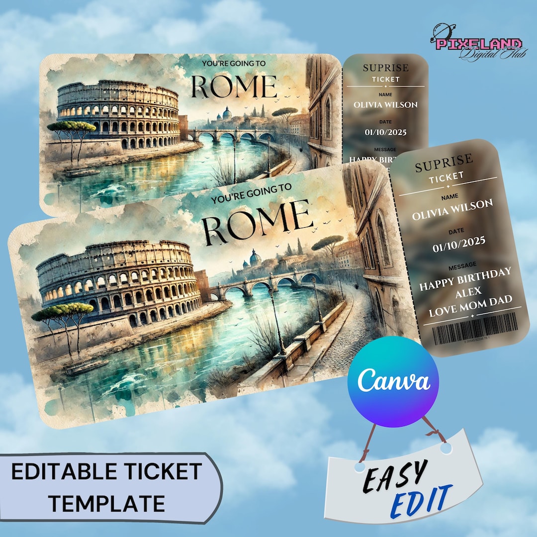 Printable Plane Ticket Template, DIY Boarding Pass, Travel Itinerary ...