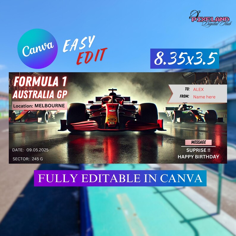 Printable Formula 1 Ticket, Formula 1 Digital Ticket,f1 Qatar Australia ...