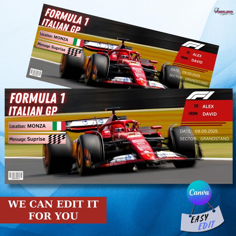 Printable Formula 1 Ticket, Formula 1 Digital Ticket, F1 Belgıan ...