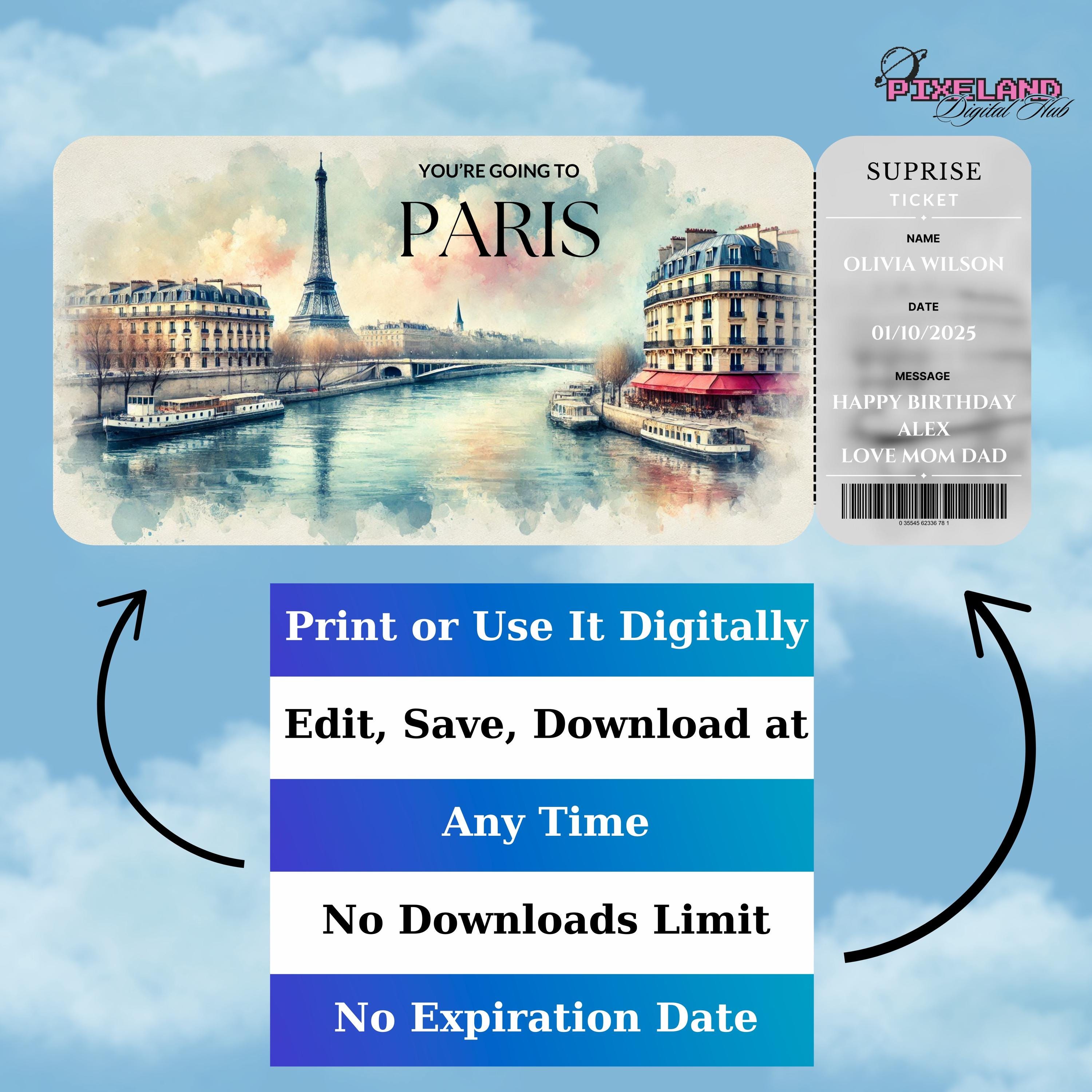 Printable Plane Ticket Template, DIY Boarding Pass, Travel Itinerary ...
