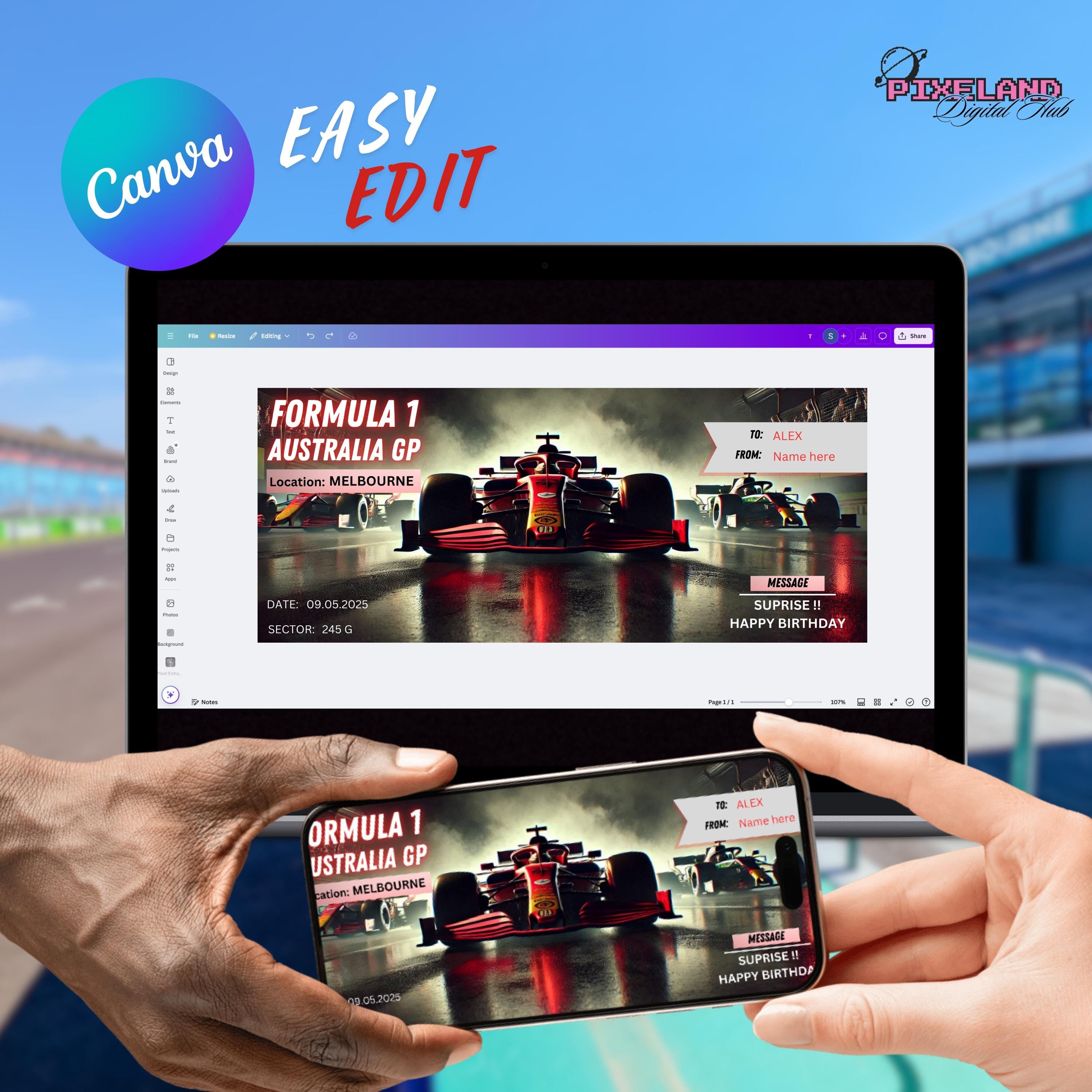 Printable Formula 1 Ticket, Formula 1 Digital Ticket,f1 Qatar Australia ...