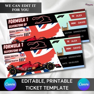 Printable Formula 1 Ticket, Formula 1 Digital Ticket, F1 Britain Qatar ...