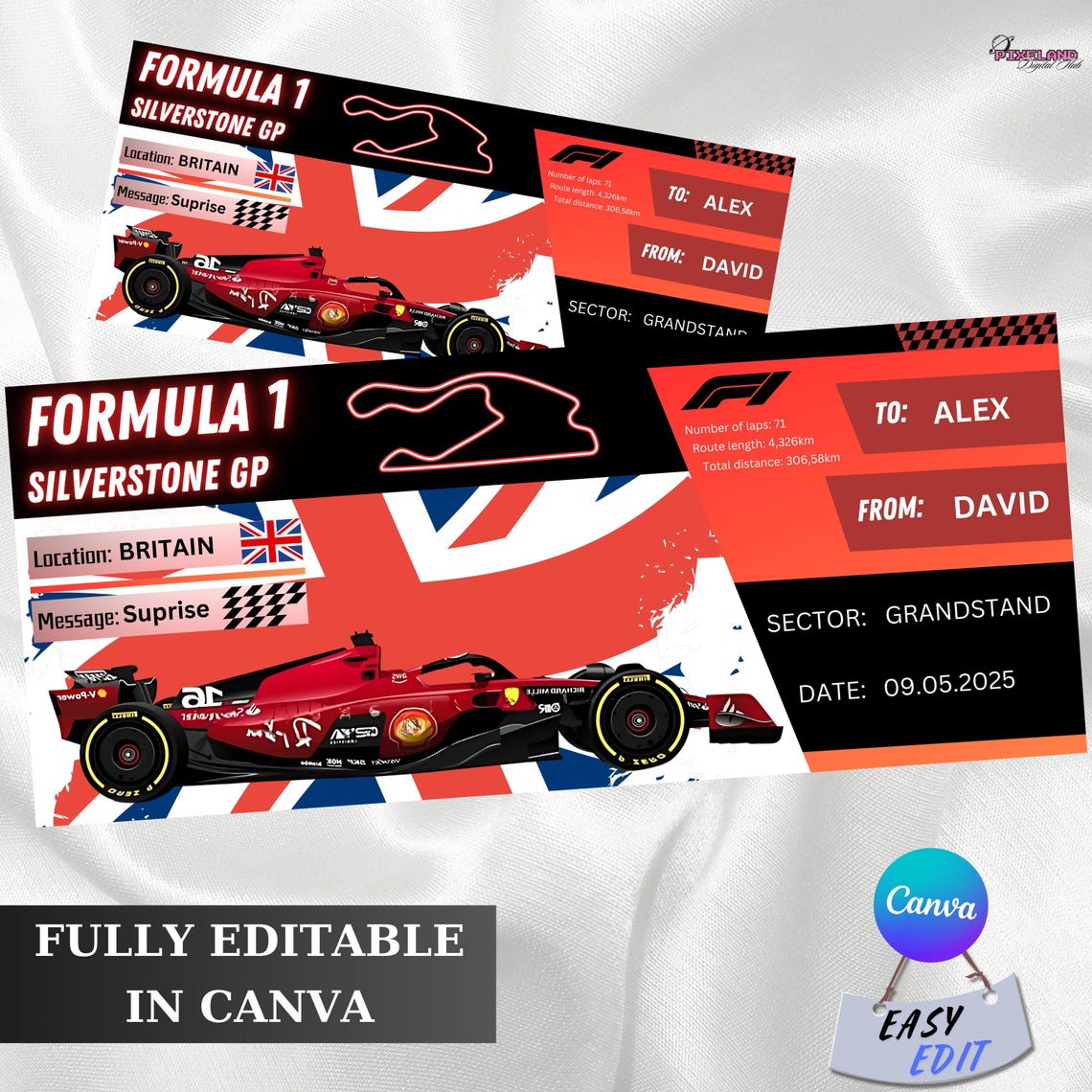 Printable Formula 1 Ticket, Formula 1 Digital Ticket, F1 Britain Qatar ...