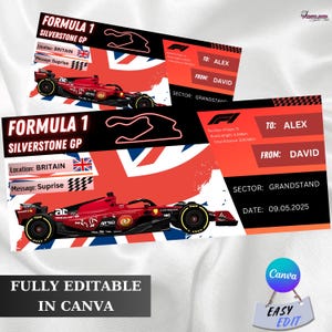 Printable Formula 1 Ticket, Formula 1 Digital Ticket, F1 Britain Qatar ...