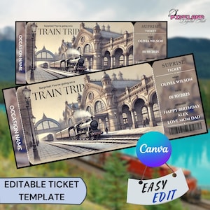 Train Trip Surprise Gift Ticket, Travel Gift, Personalized Train Trip ...