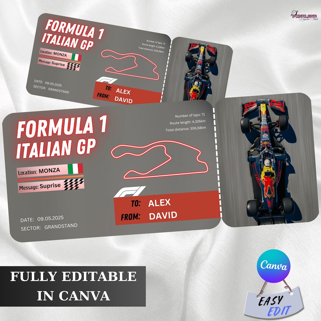Printable Formula 1 Ticket, Formula 1 Digital Ticket, F1 Belgıan ...
