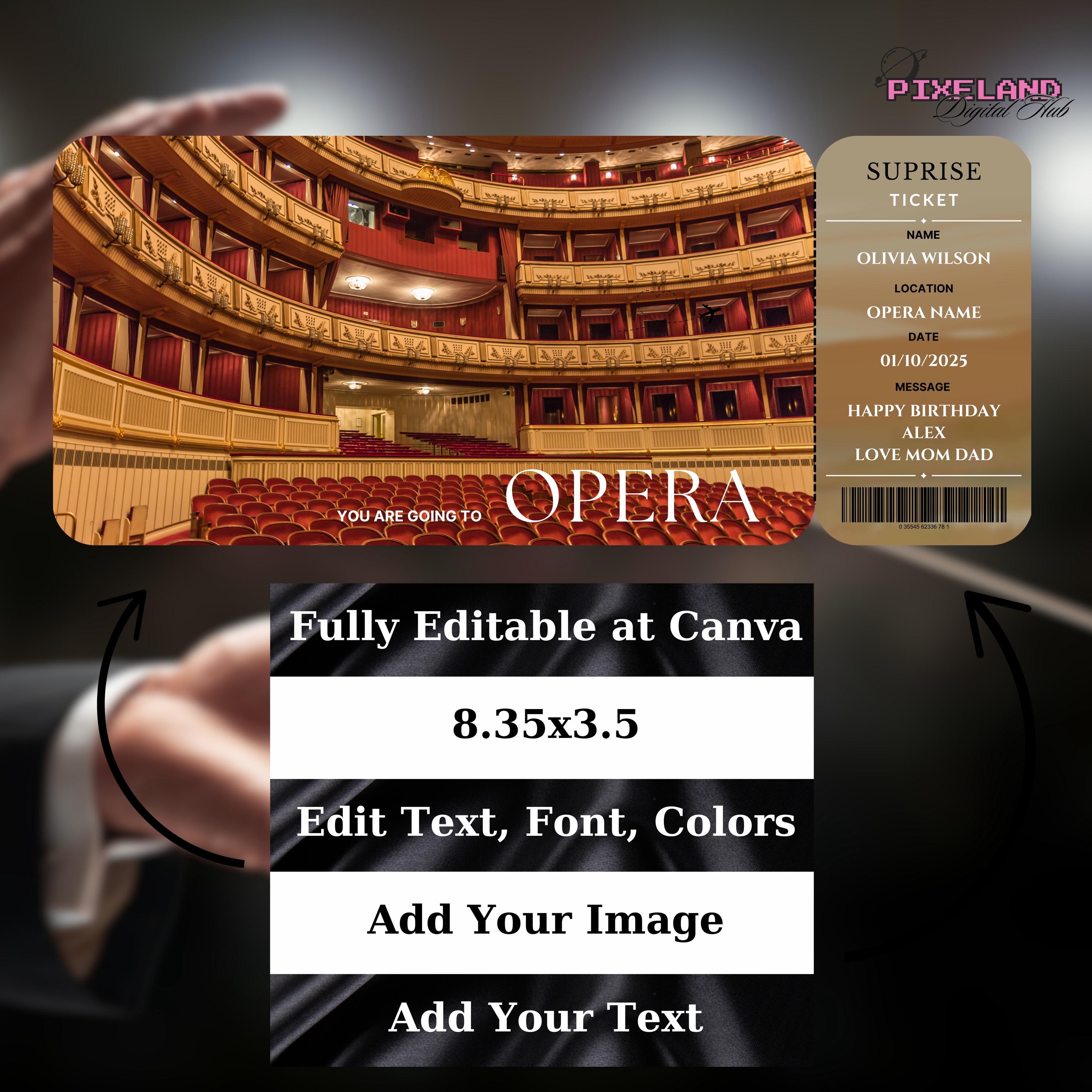 Opera Surprise Trip Gift Ticket, Opera Surprise Reveal, Printable ...