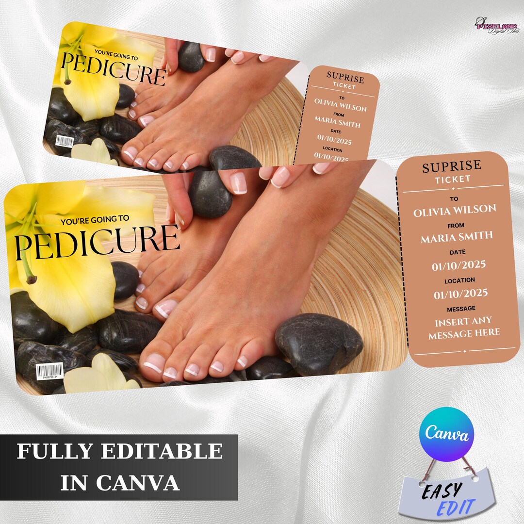 Pedicure Coupon Template, Custom Pedi Ticket Gift Certificate,surprise ...