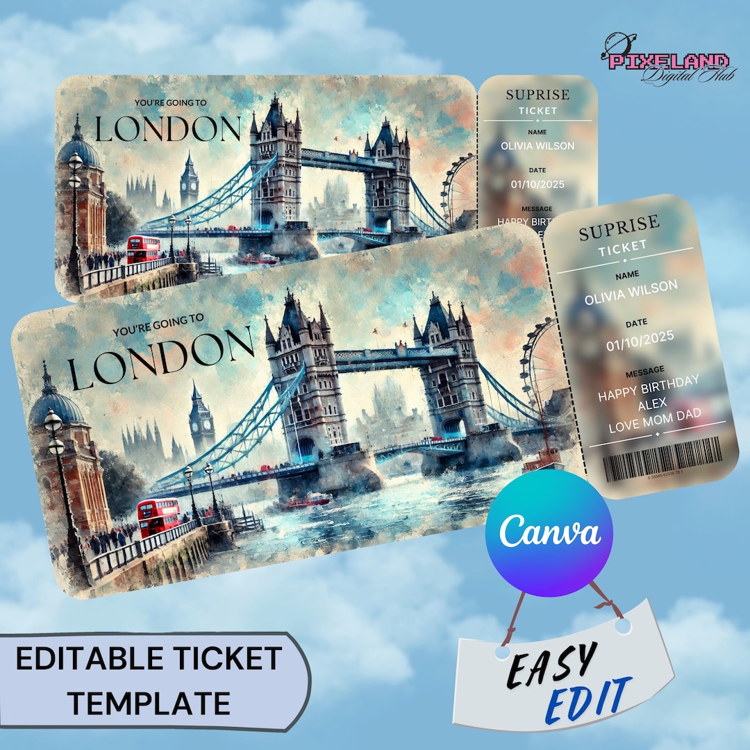 Printable Plane Ticket Template, DIY Boarding Pass, Travel Itinerary ...