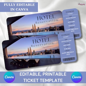 Editable Hotel Reservation Ticket Template: Surprise Gift (canva) - Etsy