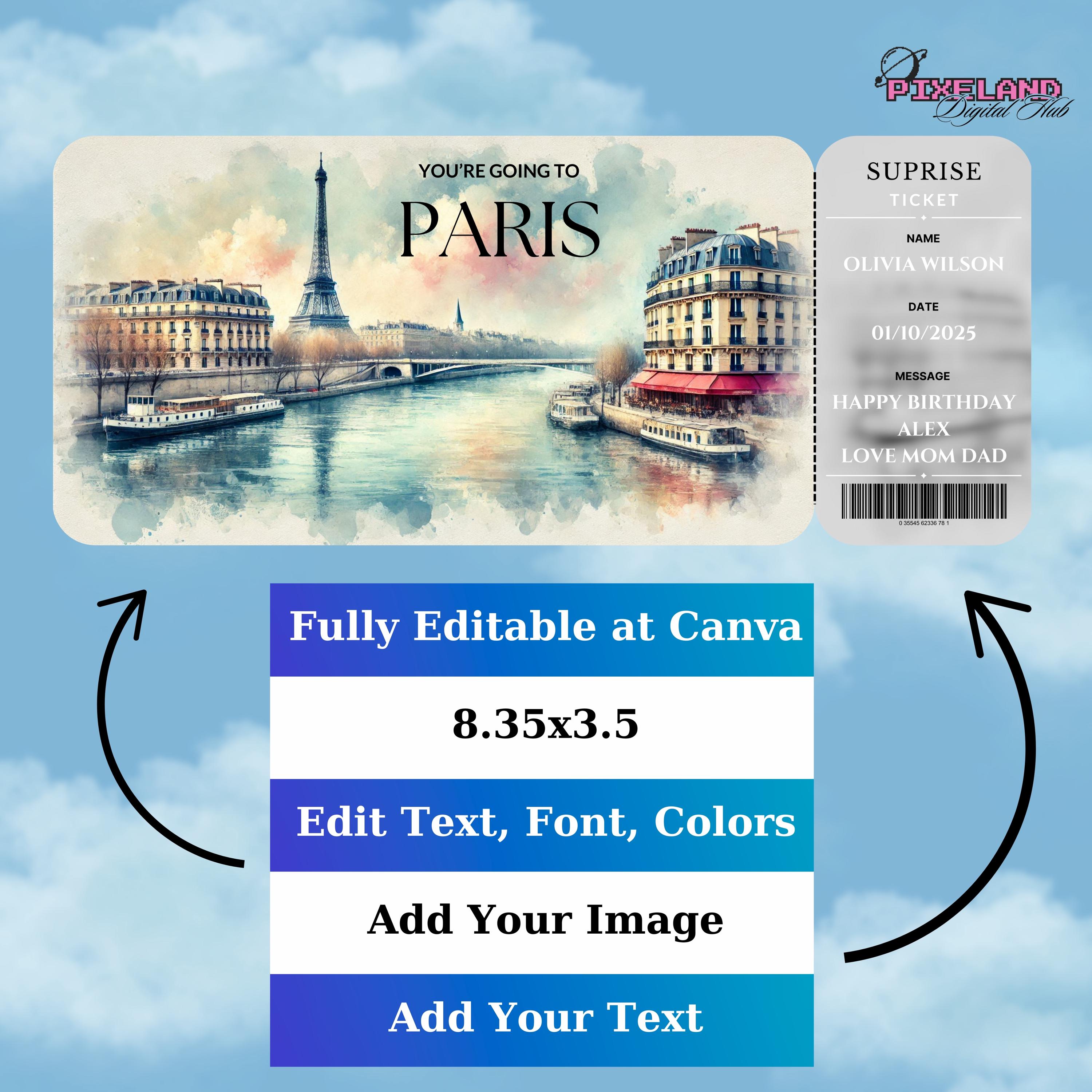 Printable Plane Ticket Template, DIY Boarding Pass, Travel Itinerary ...