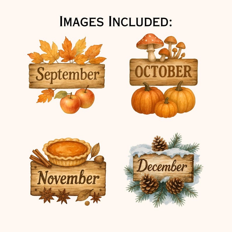 Months of the Year Clipart | Seasonal Illustrations for Crafts ...