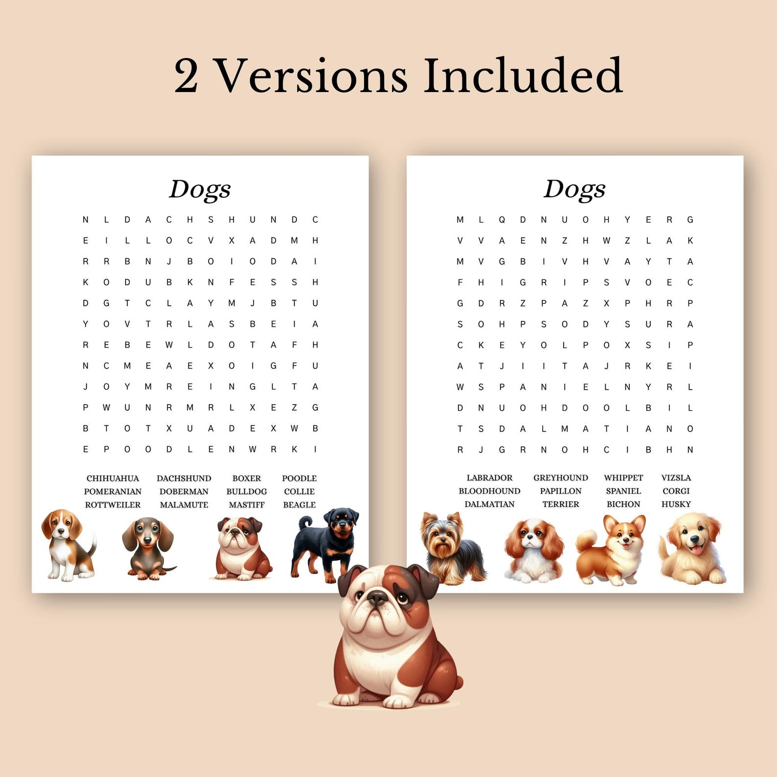 Dog Word Search Puzzle: Puppy Party Game (PDF Downloadable Print - Etsy