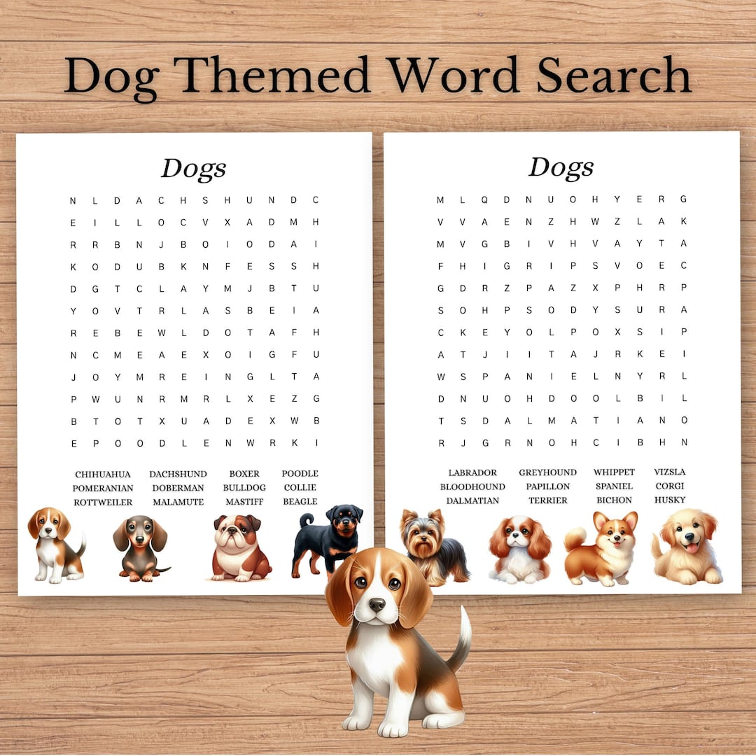 Dog Word Search Puzzle: Puppy Party Game (PDF Downloadable Print - Etsy