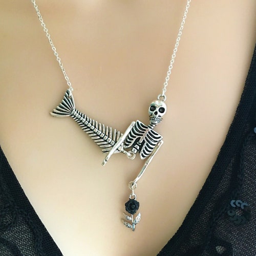 Silver Skeleton Silver Skeleton Necklace Skull Pendant - Etsy