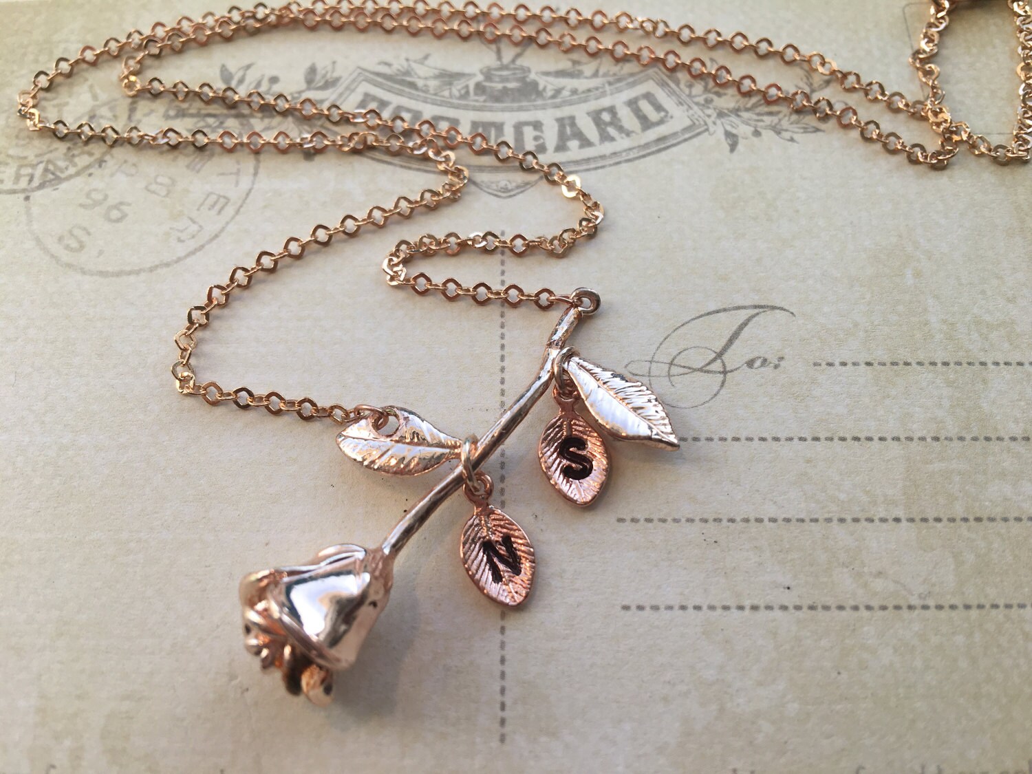 Gorgeous Rose Gold Rose Necklace Flower Necklace Lovers | Etsy