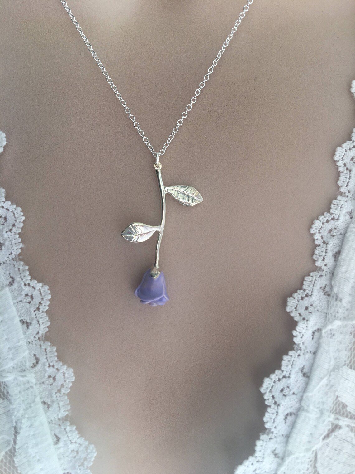 Lavender Rose Necklace, Lavender Jewelry Anniversary Gift, Gift for Mom ...