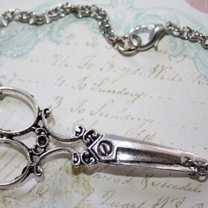Antique Silver Scissor Bracelet Scissors Cuff Bracelet Hairdresser Gift ...