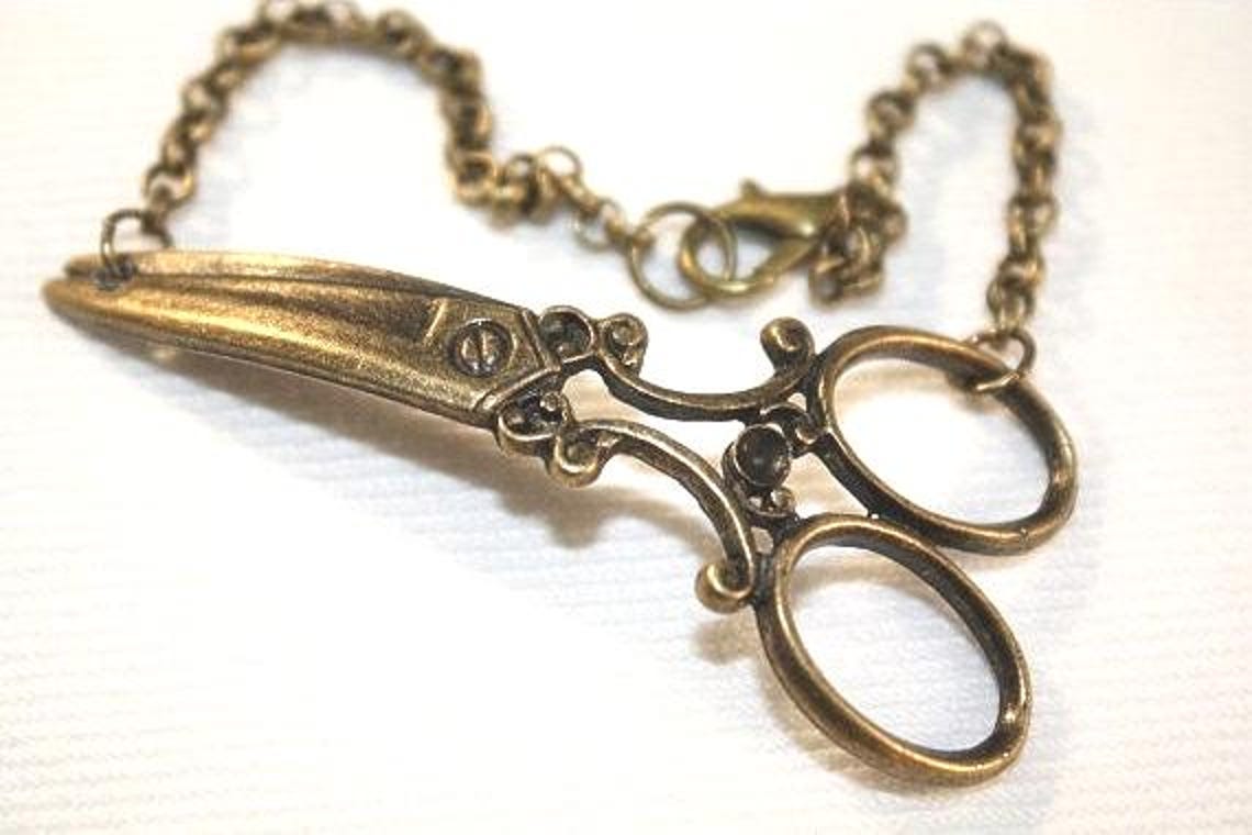 Antique Brass Scissor Bracelet Scissors Cuff Bracelet Hairdresser Gift ...