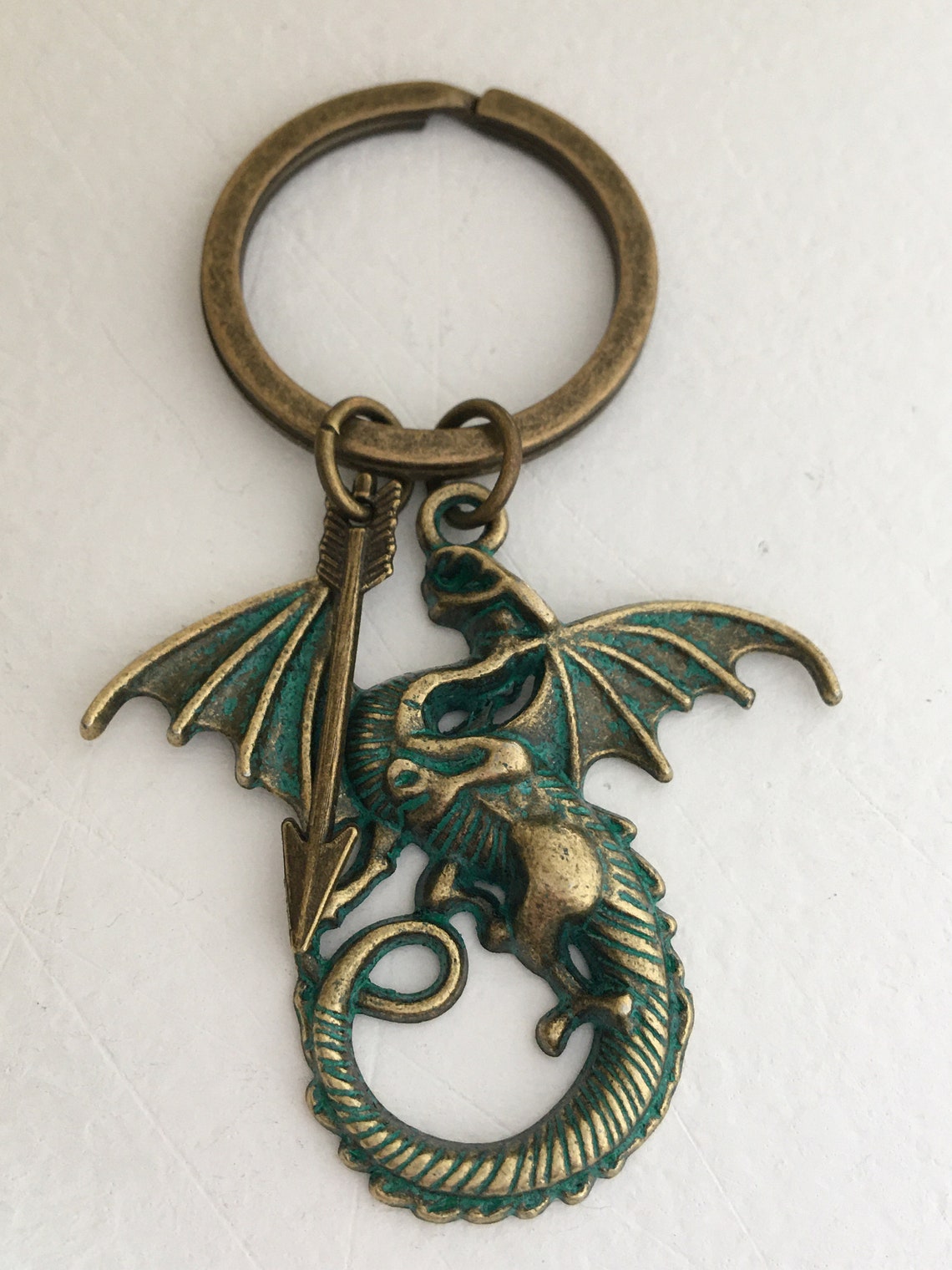 Brass Dragon Keychain Flying Dragon Key Chain Dragon Key | Etsy