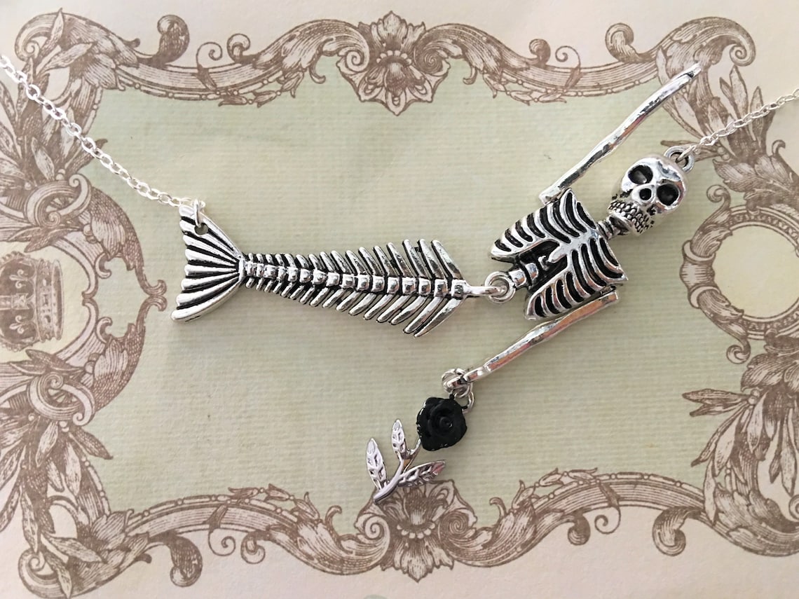 Silver Skeleton Silver Skeleton Necklace Skull Pendant | Etsy