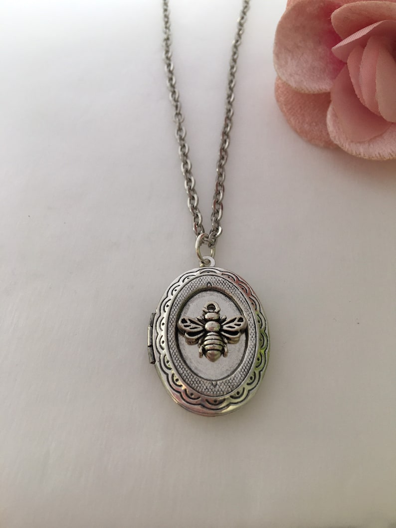 Silver Honey Bee Locket Necklace Honey Bee Jewelry Silver - Etsy