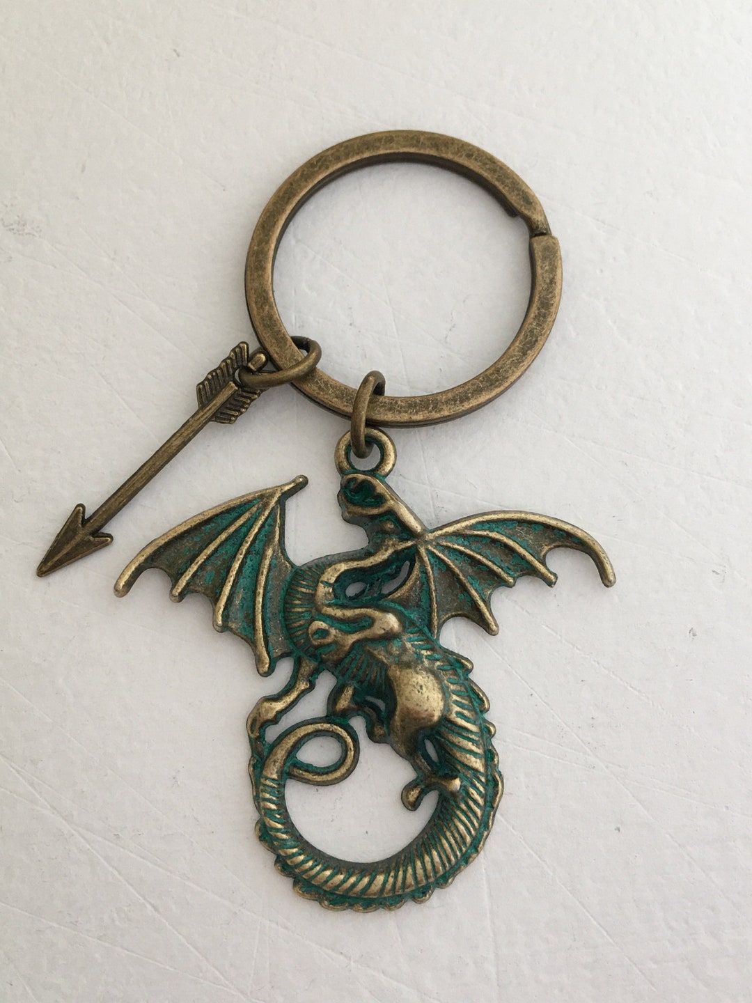 Brass Dragon Keychain, Flying Dragon Key Chain, Dragon Key Ring ...