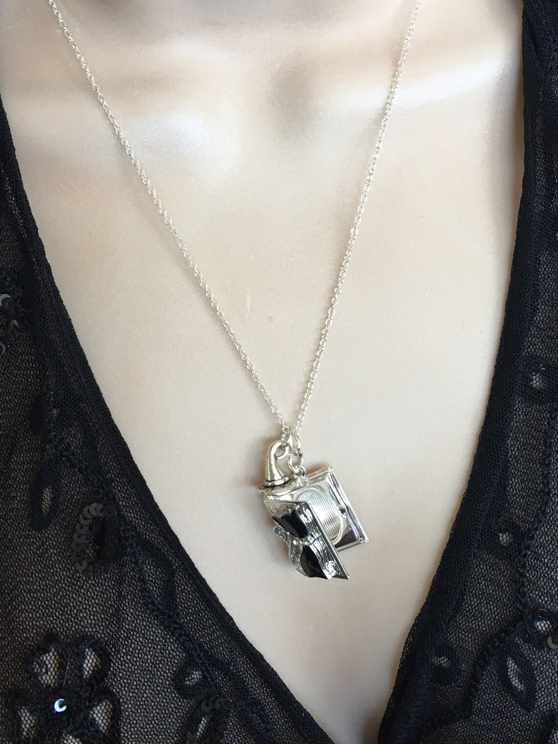 Cat and Witch Hat Necklace Cat Locket Pendant Cat Lovers | Etsy