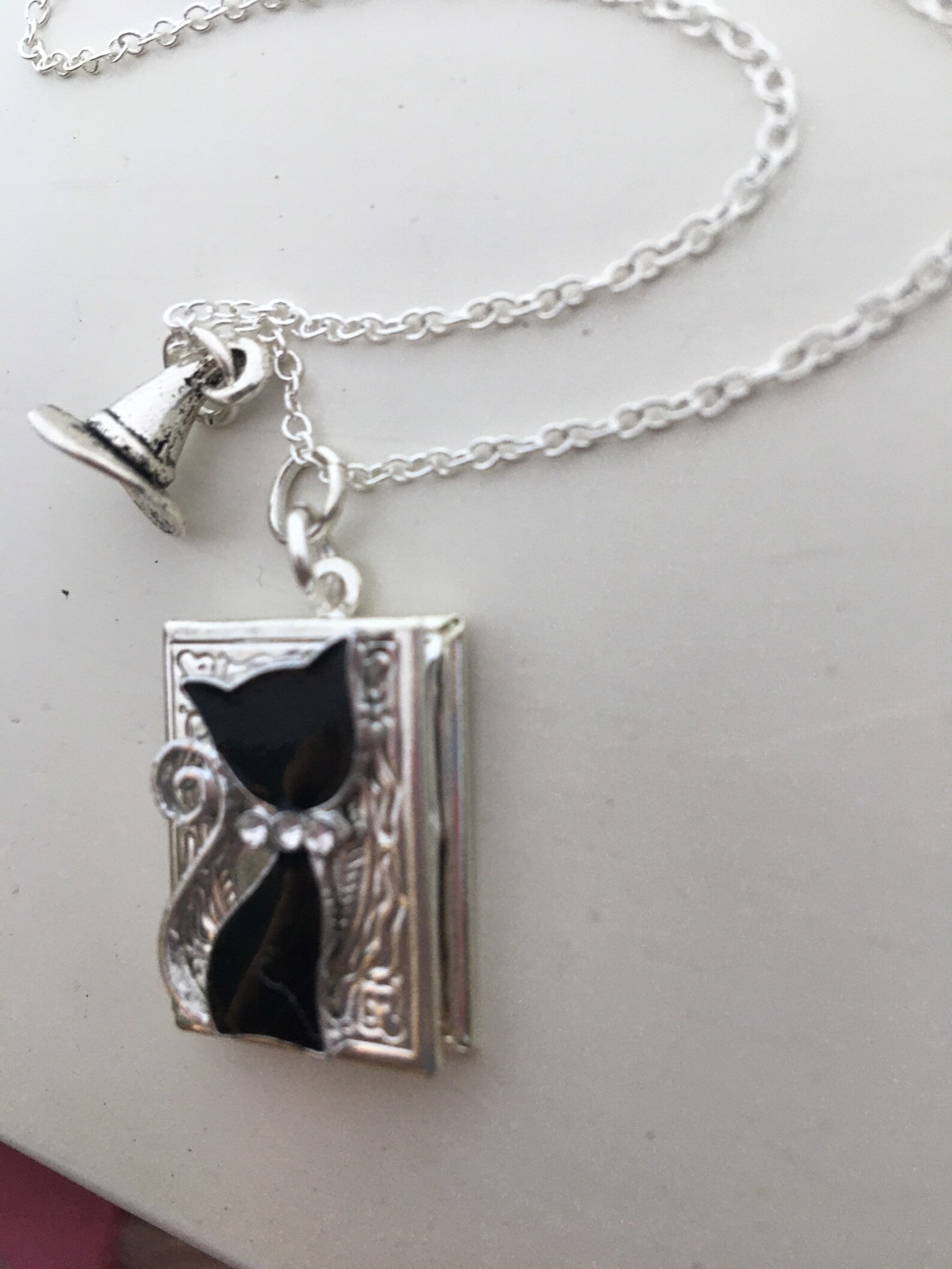 Cat and Witch Hat Necklace Cat Locket Pendant Cat Lovers - Etsy