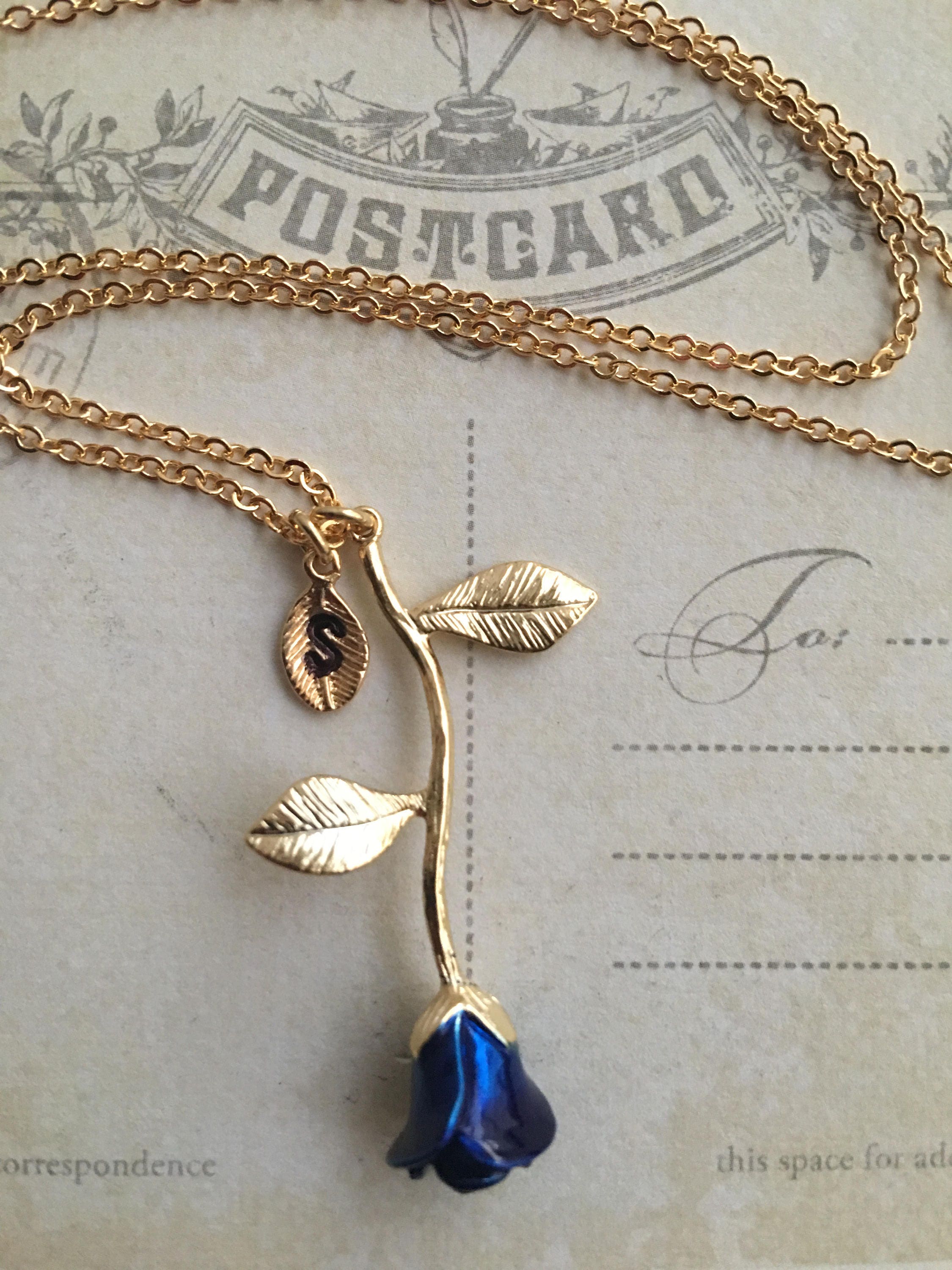 Sapphire Blue Rose Sapphire Rose Necklace September - Etsy