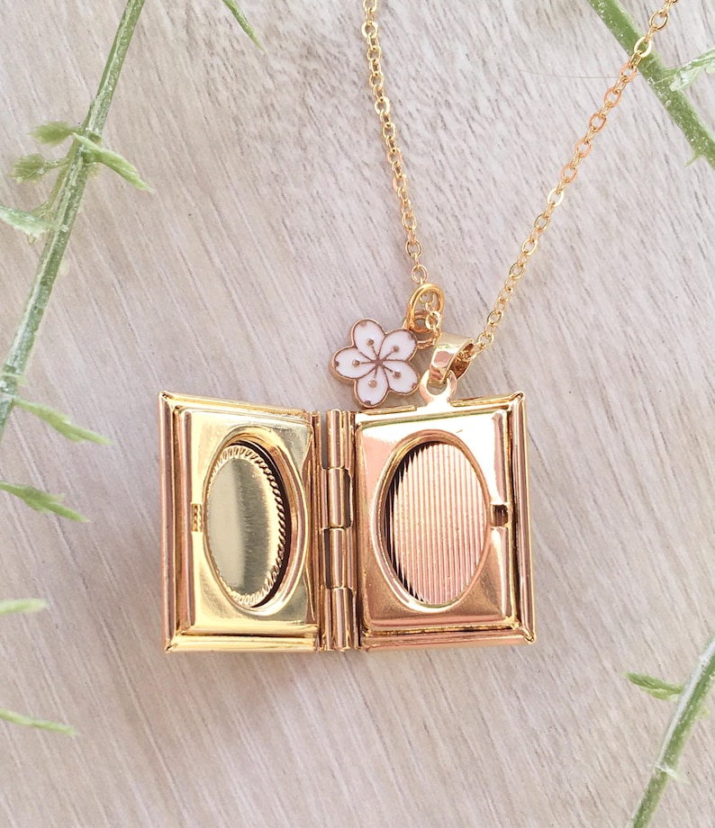 Strawberry Locket Necklace: Pink Enameled Fruit Pendant, Gold Book ...
