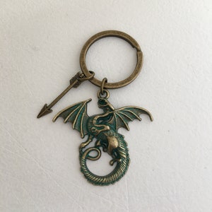 Brass Dragon Keychain, Flying Dragon Key Chain, Dragon Key Ring ...