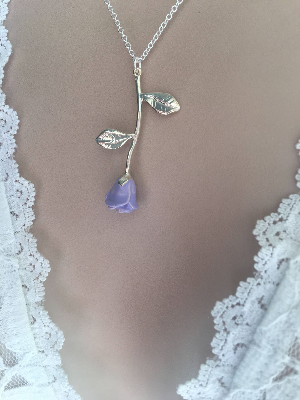 Lavender Rose Necklace, Lavender Jewelry Anniversary Gift, Gift for Mom ...