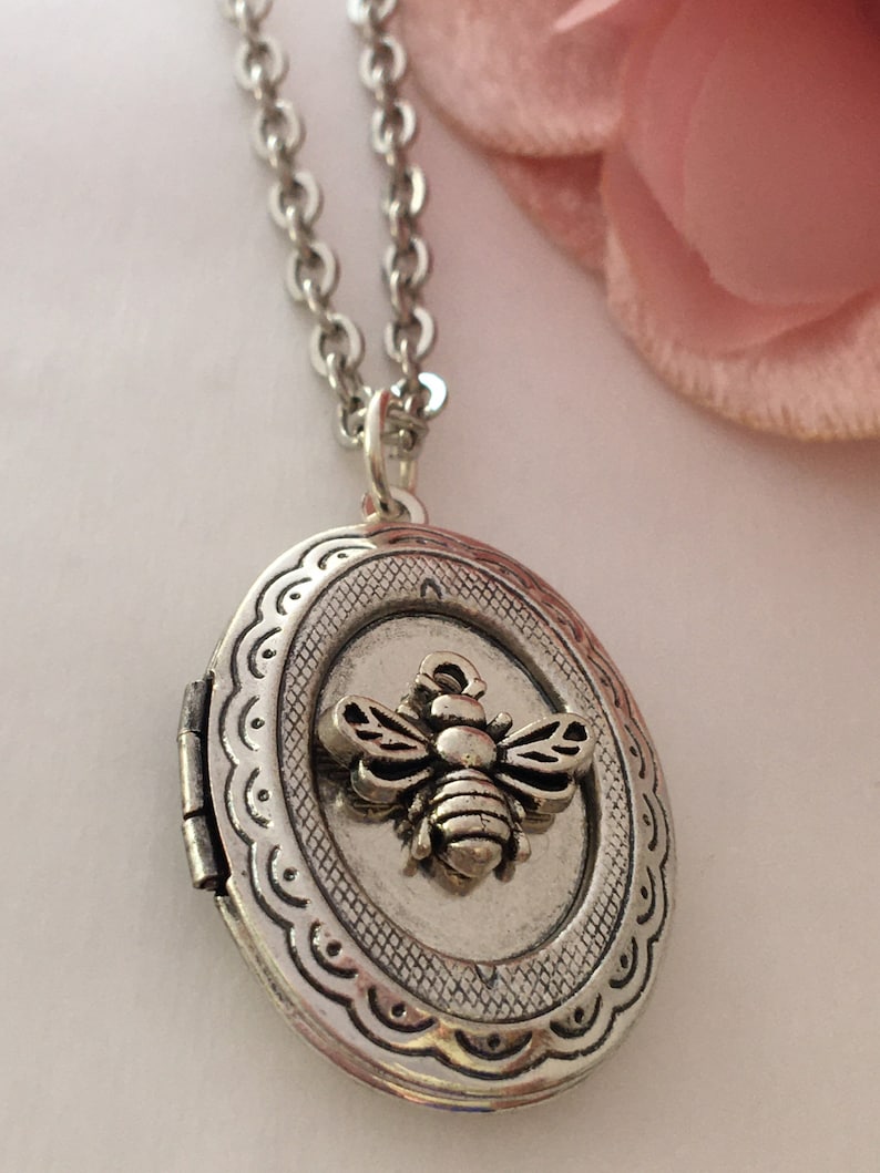 Silver Honey Bee Locket Necklace Honey Bee Jewelry Silver - Etsy