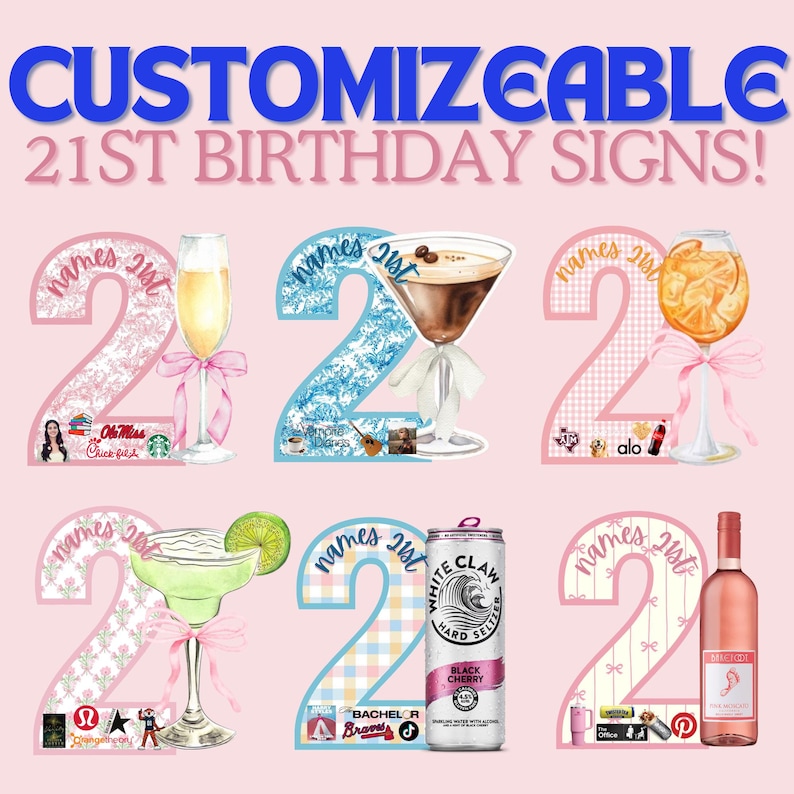 Custom 21st Birthday Sign: Personalized Party Poster (digital Download ...