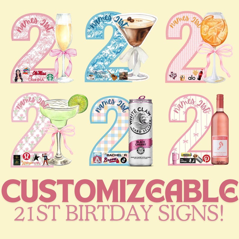 Custom 21st Birthday Sign: Personalized Party Poster (digital Download ...