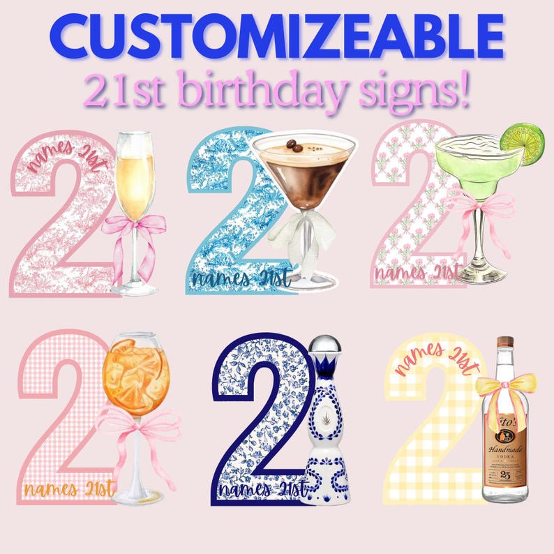 Custom 21st Birthday Sign: Personalized Celebration Poster (digital ...