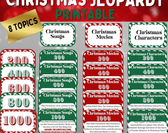 Holiday Jeopardy Game, Printable Christmas Trivia, Christmas Office ...