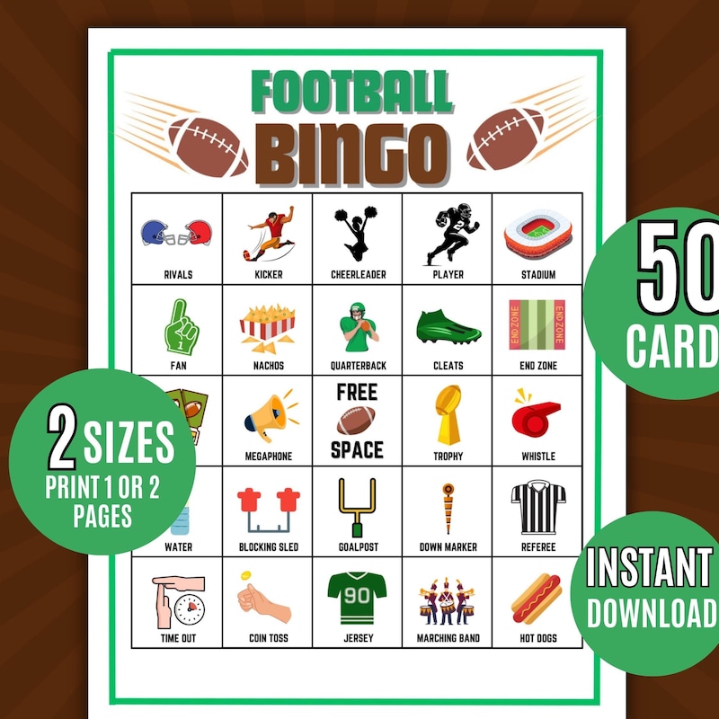 Nfl Games Bingo - Etsy